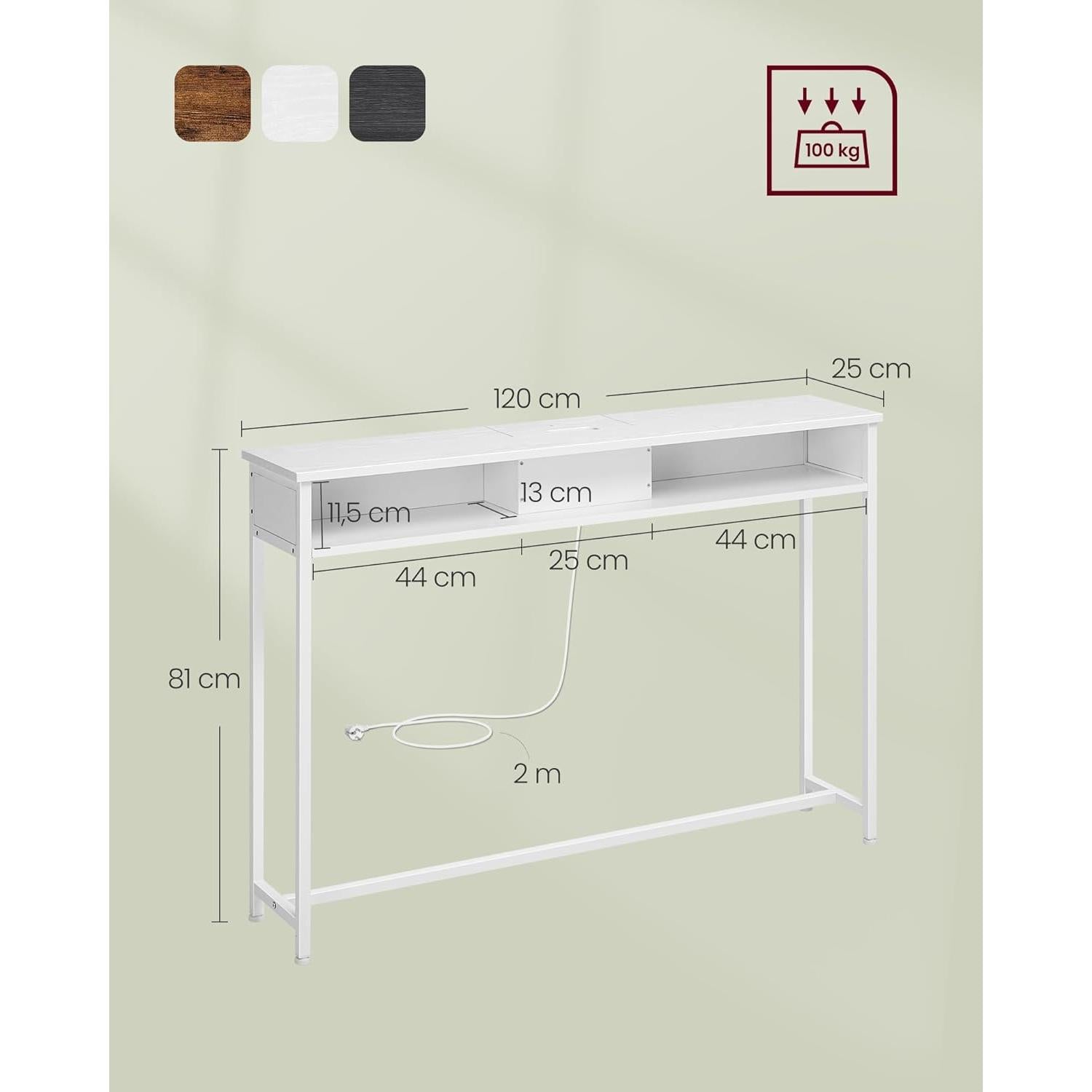 Consolă cu 2 sertare, masă îngustă stil Boho, alb – Vashome.ro